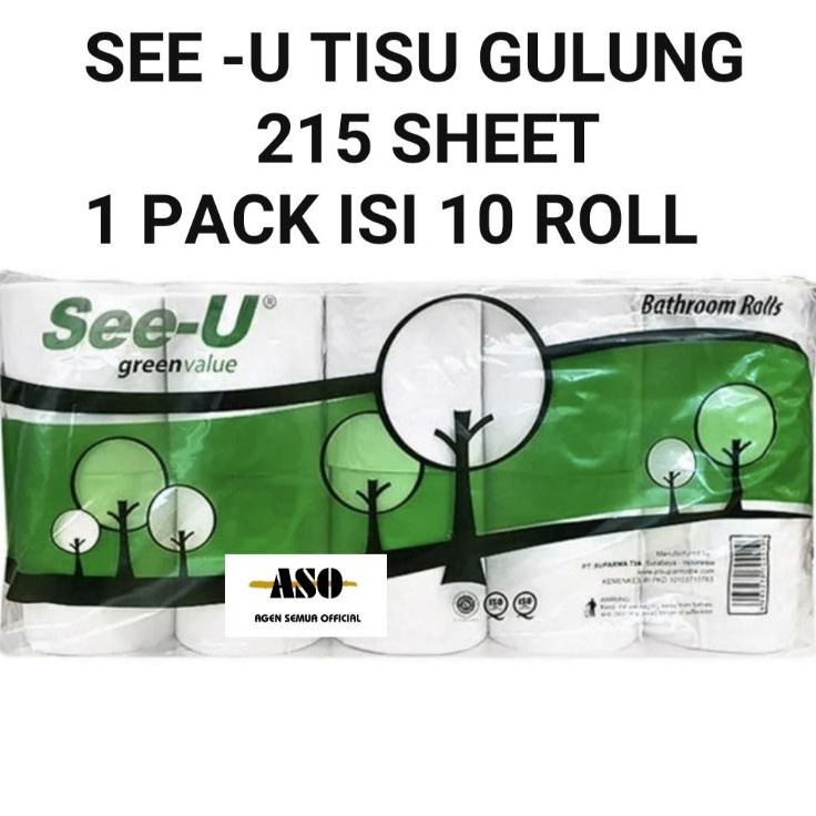 Jual berkualitas Tisu Tissue Gulung See-U Bathroom 215 sheet non emboss ...