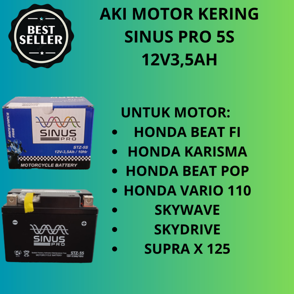 Jual AKI MOTOR KERING SINUS PRO STZ-5S 12V 3,5AH DIJAMIN BERKUALITAS ...