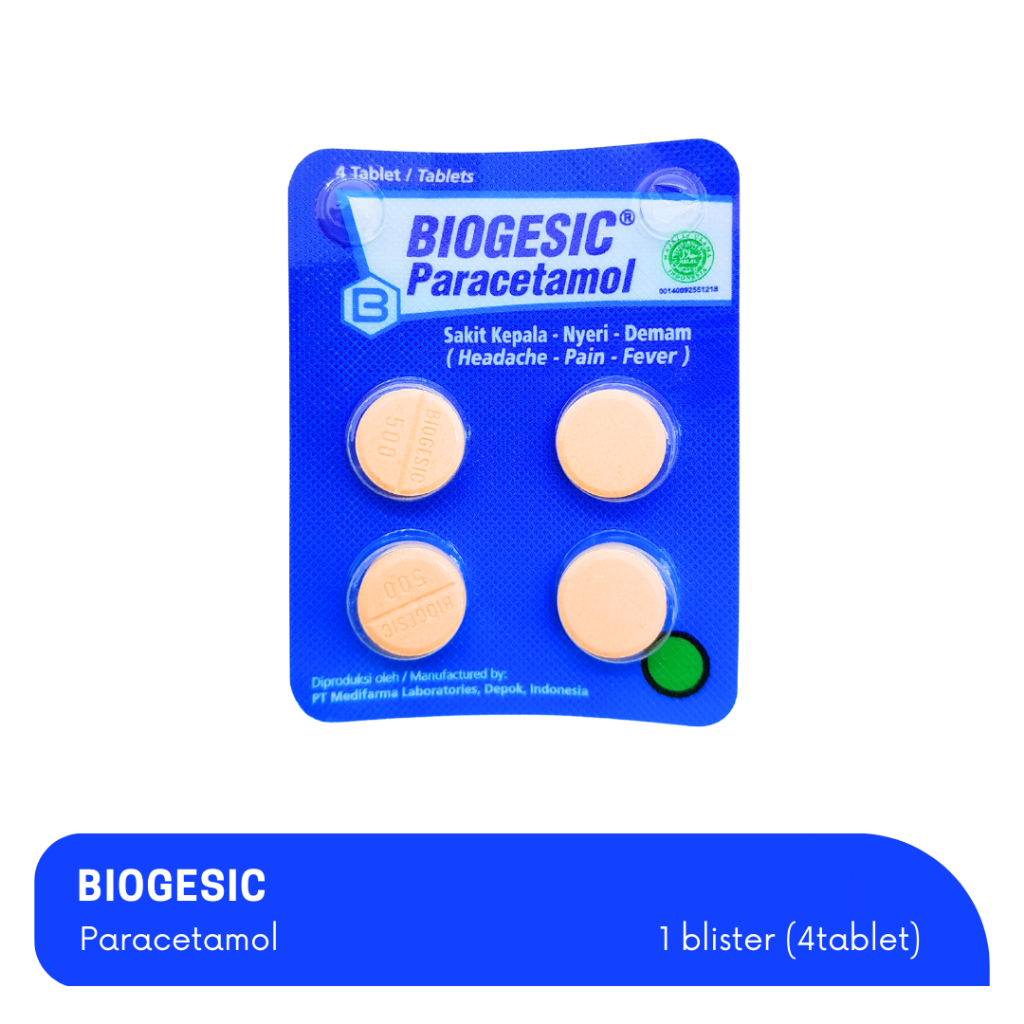 Jual Biogesic 500mg 1 Strip isi 4 Tablet | Shopee Indonesia