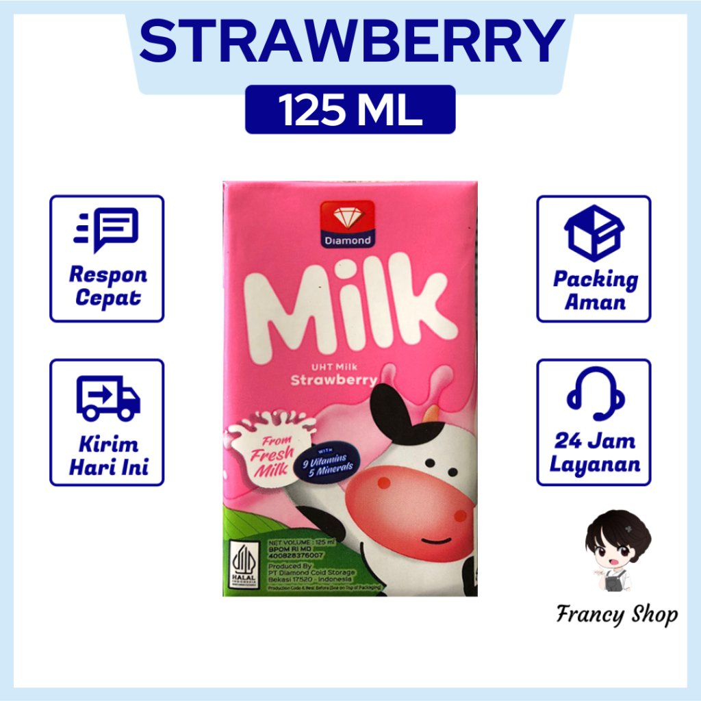 Jual Susu Diamond UHT Rasa Strawberry 125 ml | Shopee Indonesia