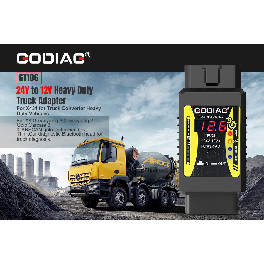 Jual Konverter OBD2 24V ke 12V Godiag GT106 Support K Line | Shopee ...