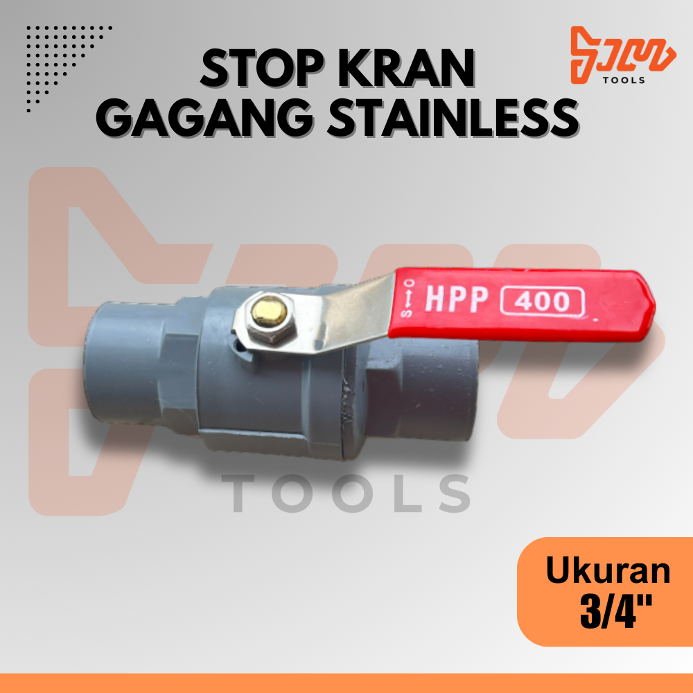Jual Stop Kran Ball Valve PVC 3/4 inch Gagang Stainless | Shopee Indonesia