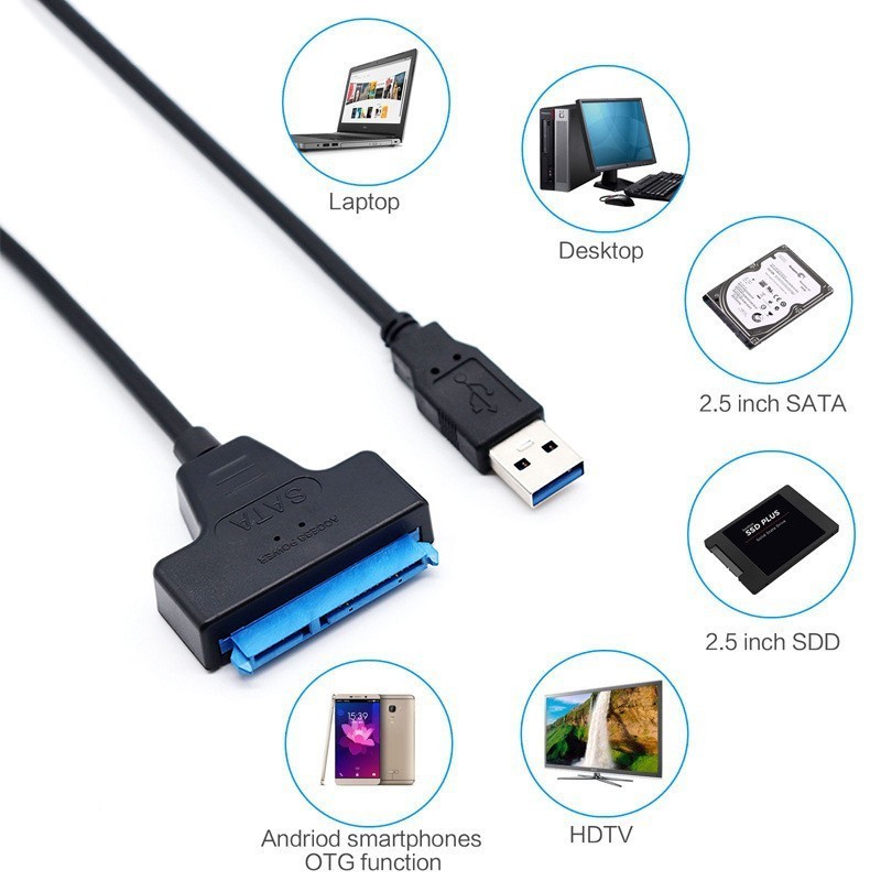 Jual Kabel SATA to USB 3.0 with DC Port / Adapter Hardisk HDD SSD 2.5 ...