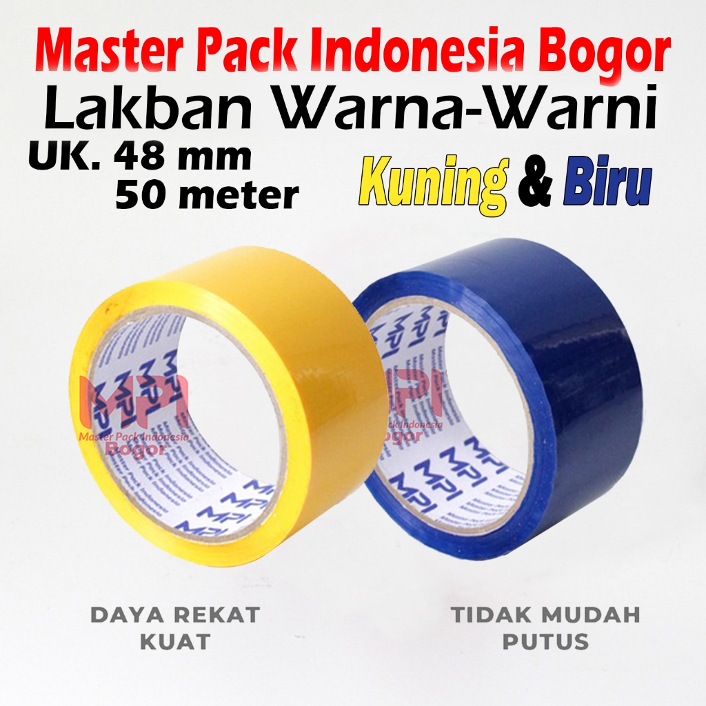 Jual Lakban Warna Kuning & Warna Biru 48 mm x 50 Meter / Lakban Isolasi ...