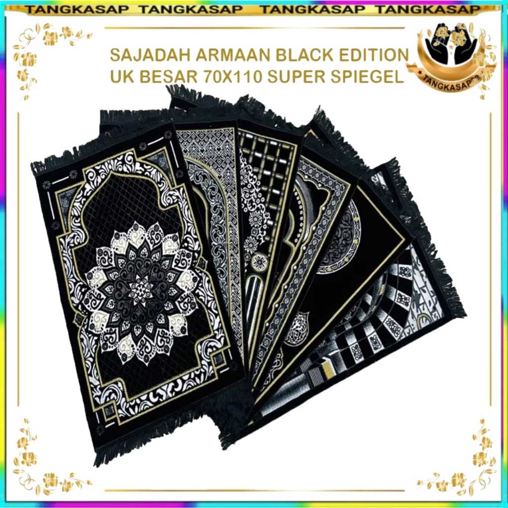 Jual Sajadah turki bludru dasar hitam sajadah tebal Ukuran 70 X 110 cm ...