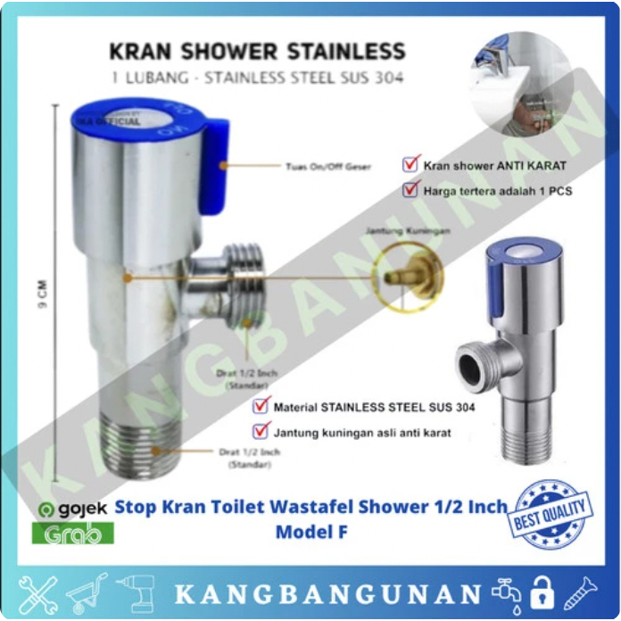 Jual Stop Kran Shower F Cabang Stainless Kran Jet WC Kloset Closet ...