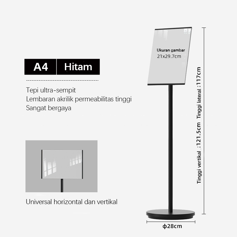 Jual ⚡Ready Stock⚡A3/A4 Standing Sign Frame Floor Standing Acrylic ...