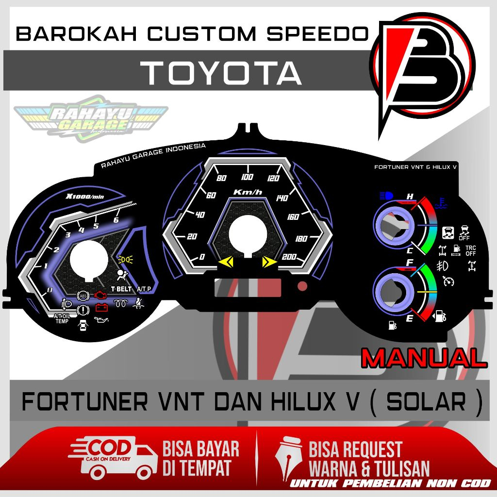 Jual papan speedometer custom fortuner vnt dan hilux v manual solar ...