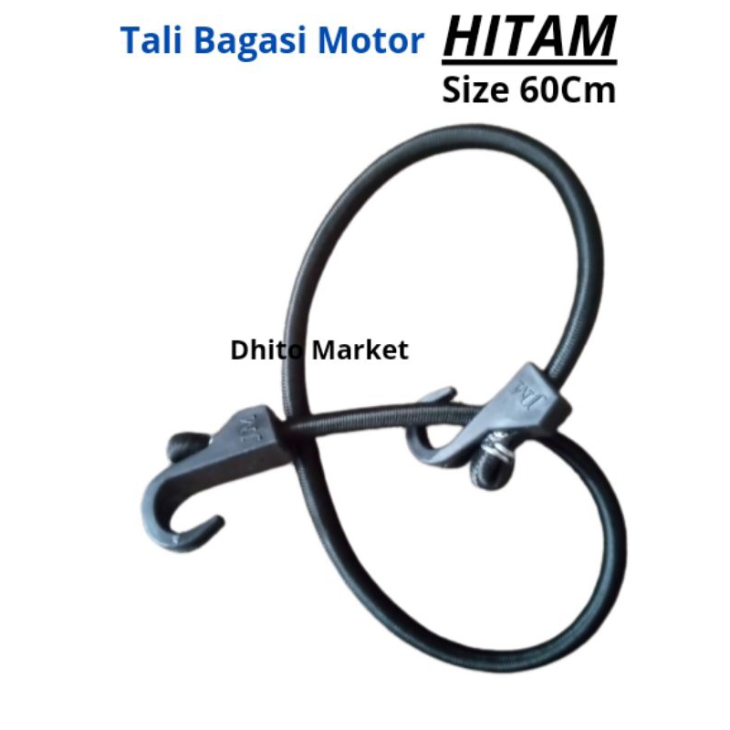 Jual Tali Bagasi Motor HITAM HOOK PLASTIK Ukuran 60Cm / Tali Pengikat ...
