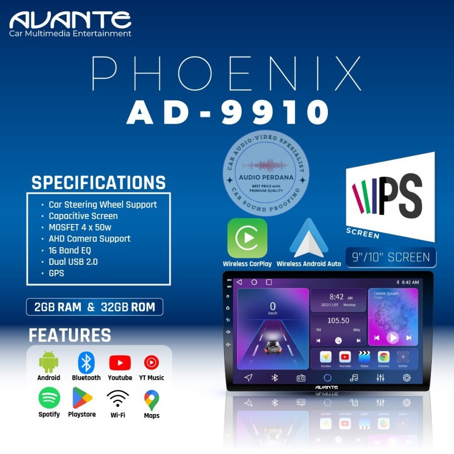 Jual Head Unit Android Avante Phoenix AD 9910 RAM 2 Rom 32GB 9 / 10 ...