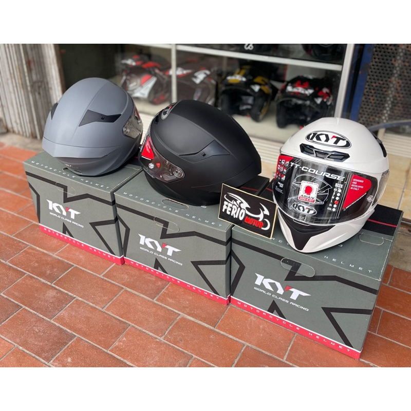 Jual HELM KYT TT COURSE CORSE SOLID Hitam Doff Gorilla Grey Putih ...