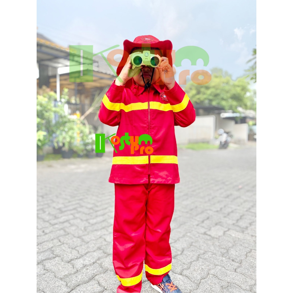 Jual Kostum Pemadam Kebakaran Untuk Anak Merah Damkar Fire Fighter ...