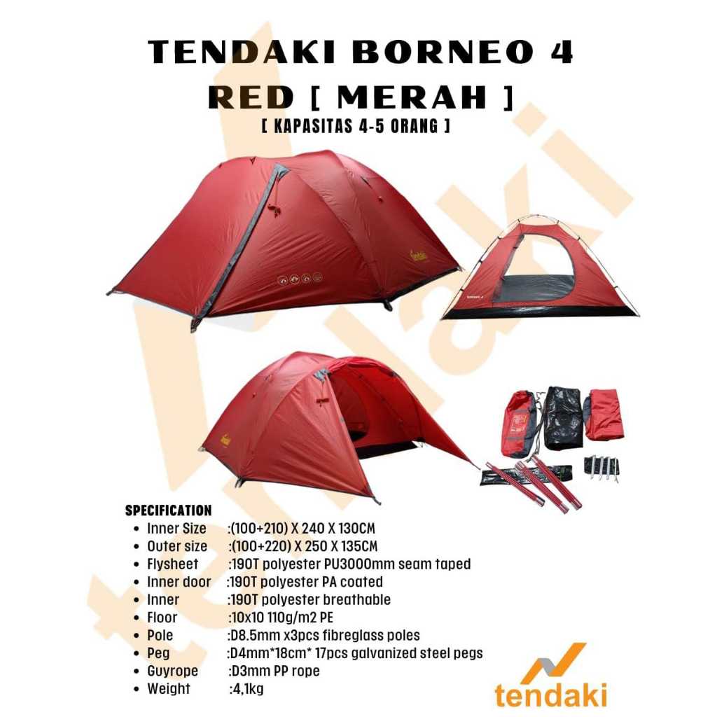 Jual Tenda Camping Tendaki Borneo 4 Nsm 4 Java 4 Light Arundaya 4+ Air Java 4 Pro Kapasitas 4 5 ...
