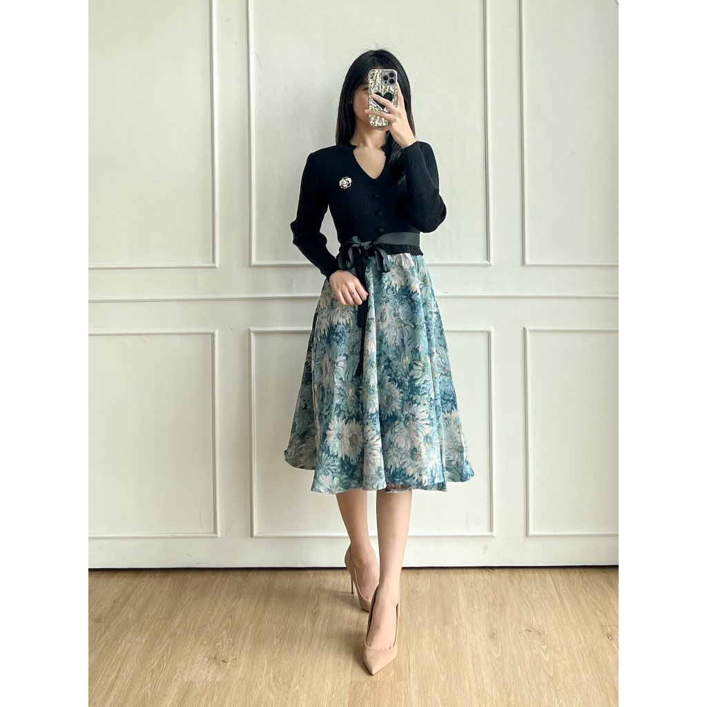 Jual DOLLA - Sovia Dress Knit Dress Midi Free Bross | Shopee Indonesia