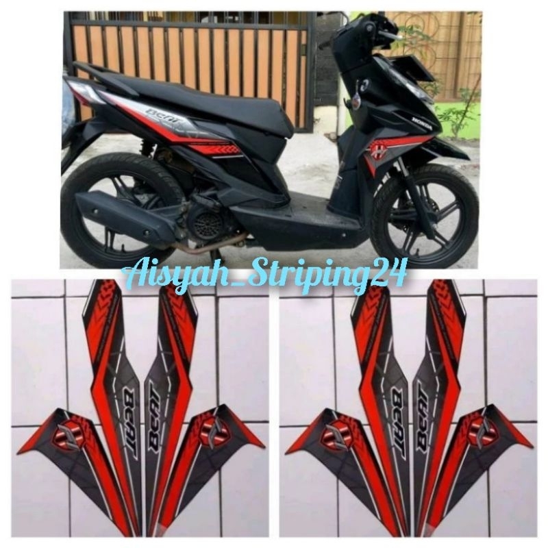 Jual stiker sticker lis les bodi motor honda beat f1 2016 hitam-merah ...