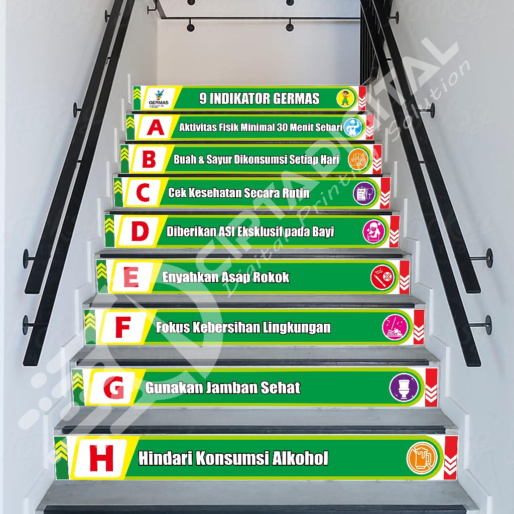 Jual Stiker Tangga Akreditasi Puskesmas 9 Indikator Germas (Panjang 155 ...