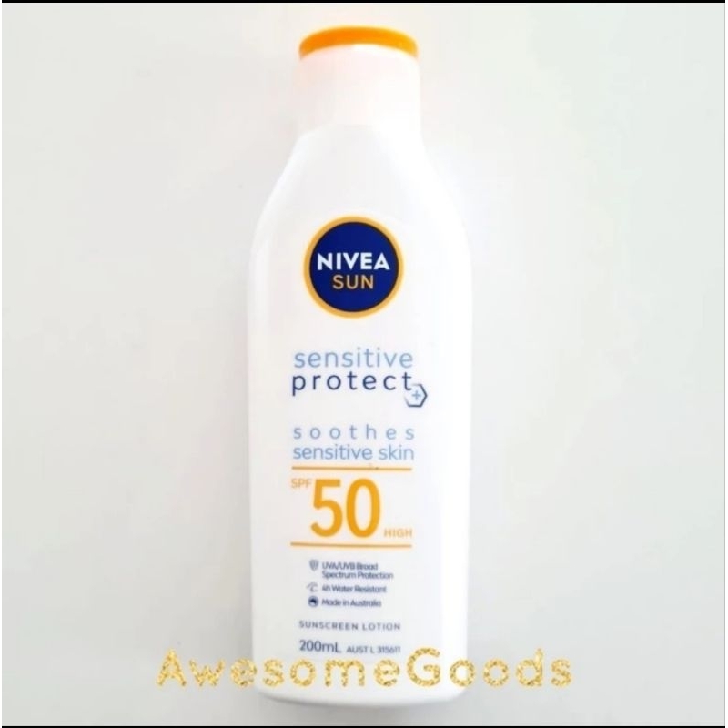 Jual Nivea Sun Sensitive Protect Sunscreen Lotion SPF50 200ml | Shopee ...