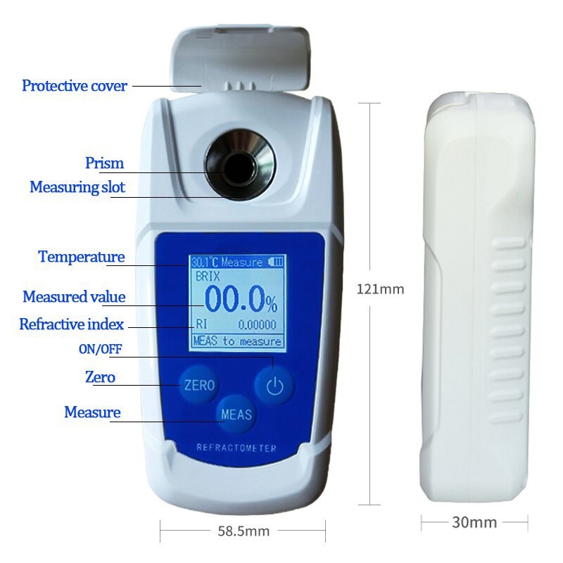 Jual Refractometer Sugar Brix Meter Digital 0-55% Ukur Konsentrasi Gula ...