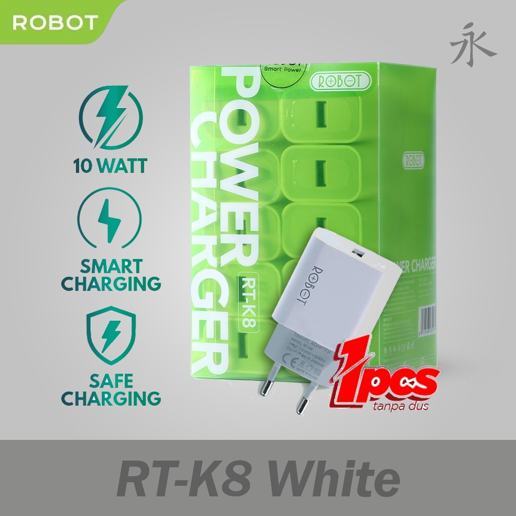 Jual ROBOT RT-K8 Adaptor kepala charger single USB 10W 2A | Shopee Indonesia