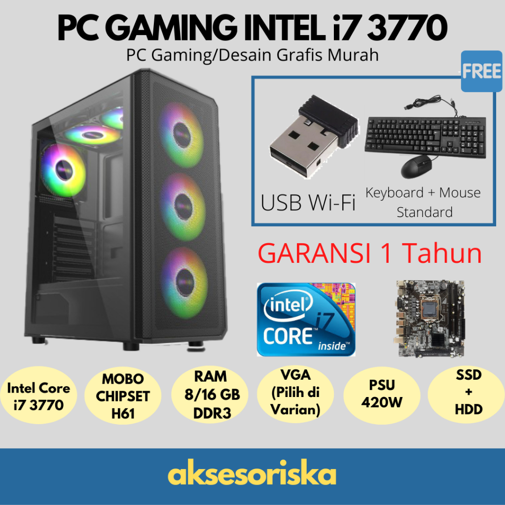 Jual PC Rakitan Komputer Untuk Gaming, Desain & Video Editing Intel Core i7 | Shopee Indonesia