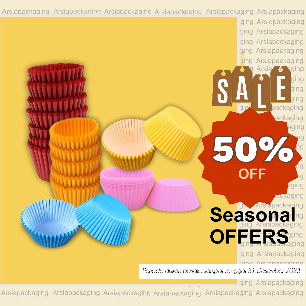 Jual Kertas Bolu Kukus/Case Cake - 55 MM /Kuning/Merah/Orange/Biru 1000 ...