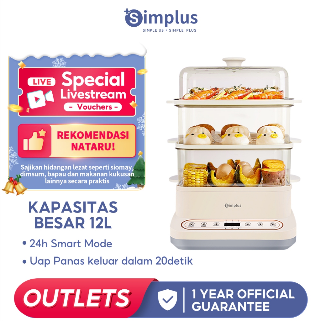 Jual SIMPLUS Electric Steamer 12L Kapasitas Besar Electric Cooker 3 ...