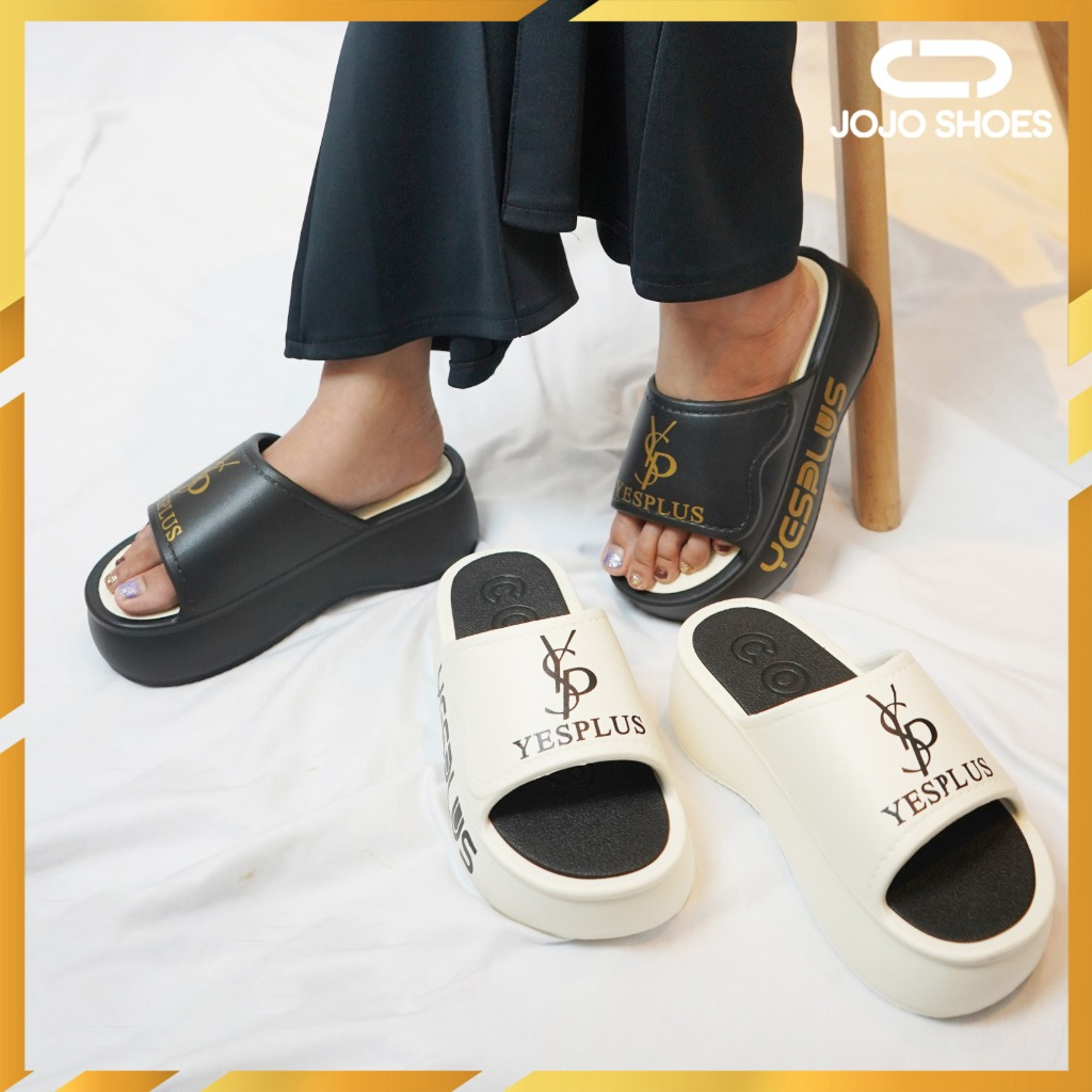Jual [JOJO SHOES] Sendal Selop Wedges Wanita AntiSlip Motif YESPLUS ...