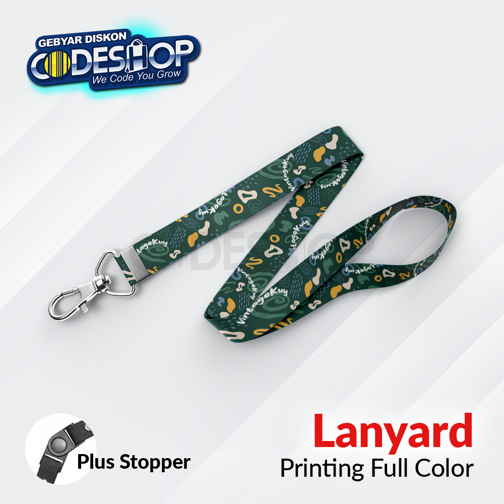 Jual Custom Tali Lanyard ID Card 90x2,5cm Tissue Printing Full Color ...