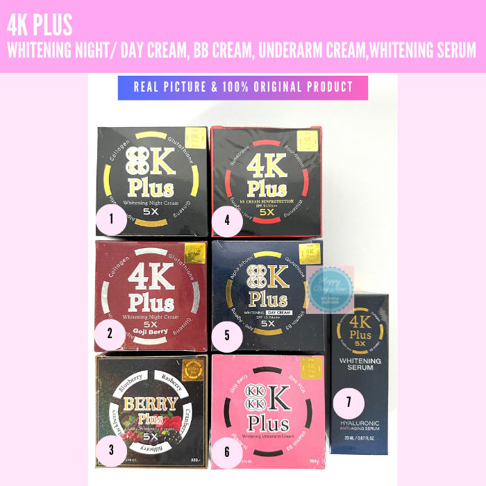Jual 4K PLUS WHITENING NIGHT CREAM 20GR / DAY CREAM/ BB CREAM/ UNDERARM CREAM/ SERUM ( COLLAGEN ...