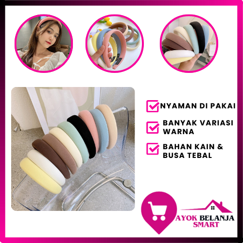 Jual ABS Bando Kain Busa Tebal Wanita Korea Headband Cloud Polos Bando ...