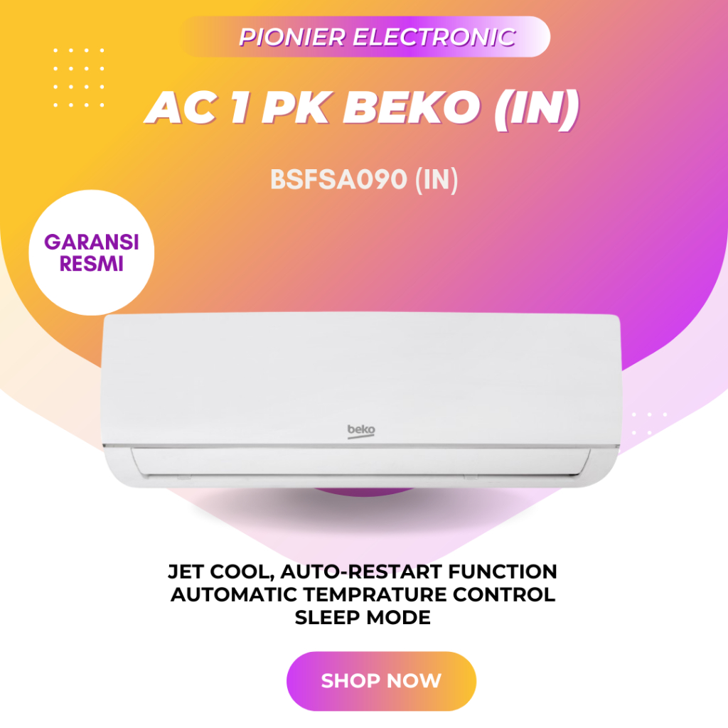 Jual AC 1 PK BEKO (IN) AIR CONDITIONER PENDINGIN RUANGAN / BSFSA090 (IN ...