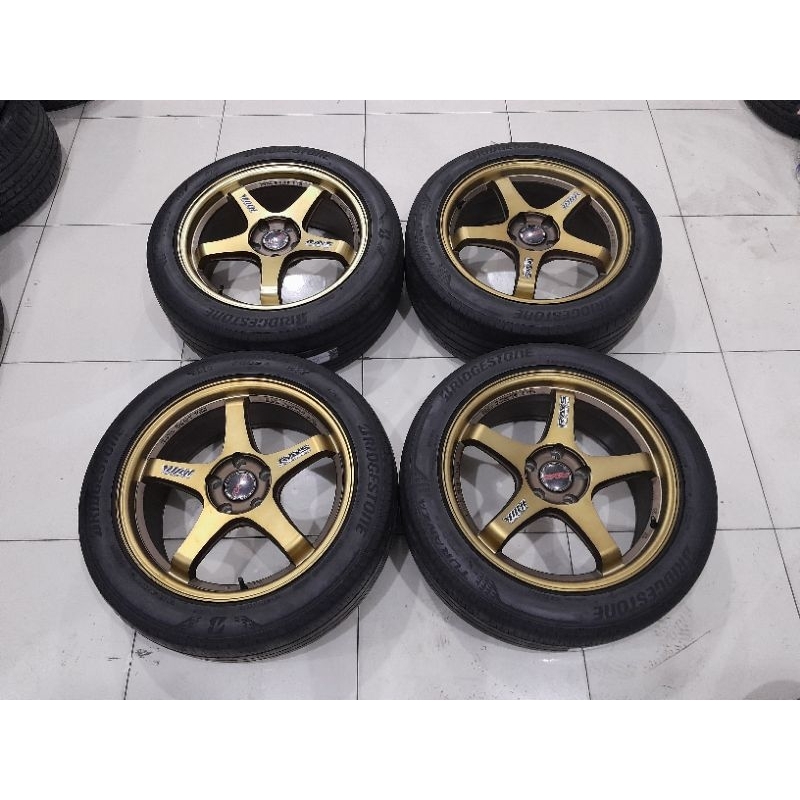 Jual Velg Racing Mobil Bekas TE37 VOLK RAYS R18 Hole 5X114,3 BRONZE + Ban BS 235 50 R18 JDM ...