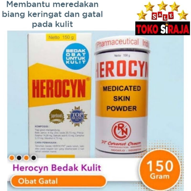 Jual HEROCYN 150 GRAM BEDAK UNTUK KULIT / MEDICATED SKIN POWDER / GATAL ...