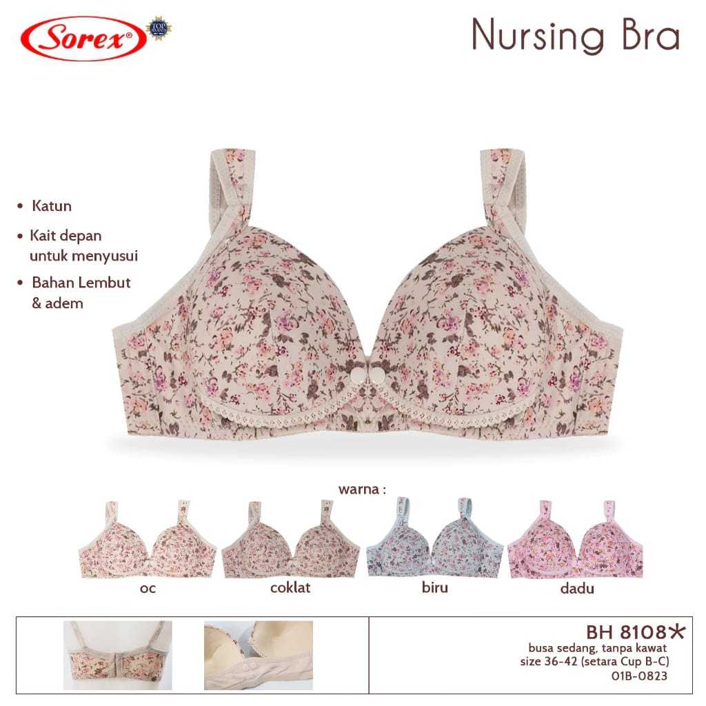 Jual Bh Bra Menyusui Sorex 8108 Cup B (36-42) Kait 3 Nursing Bra Motif ...