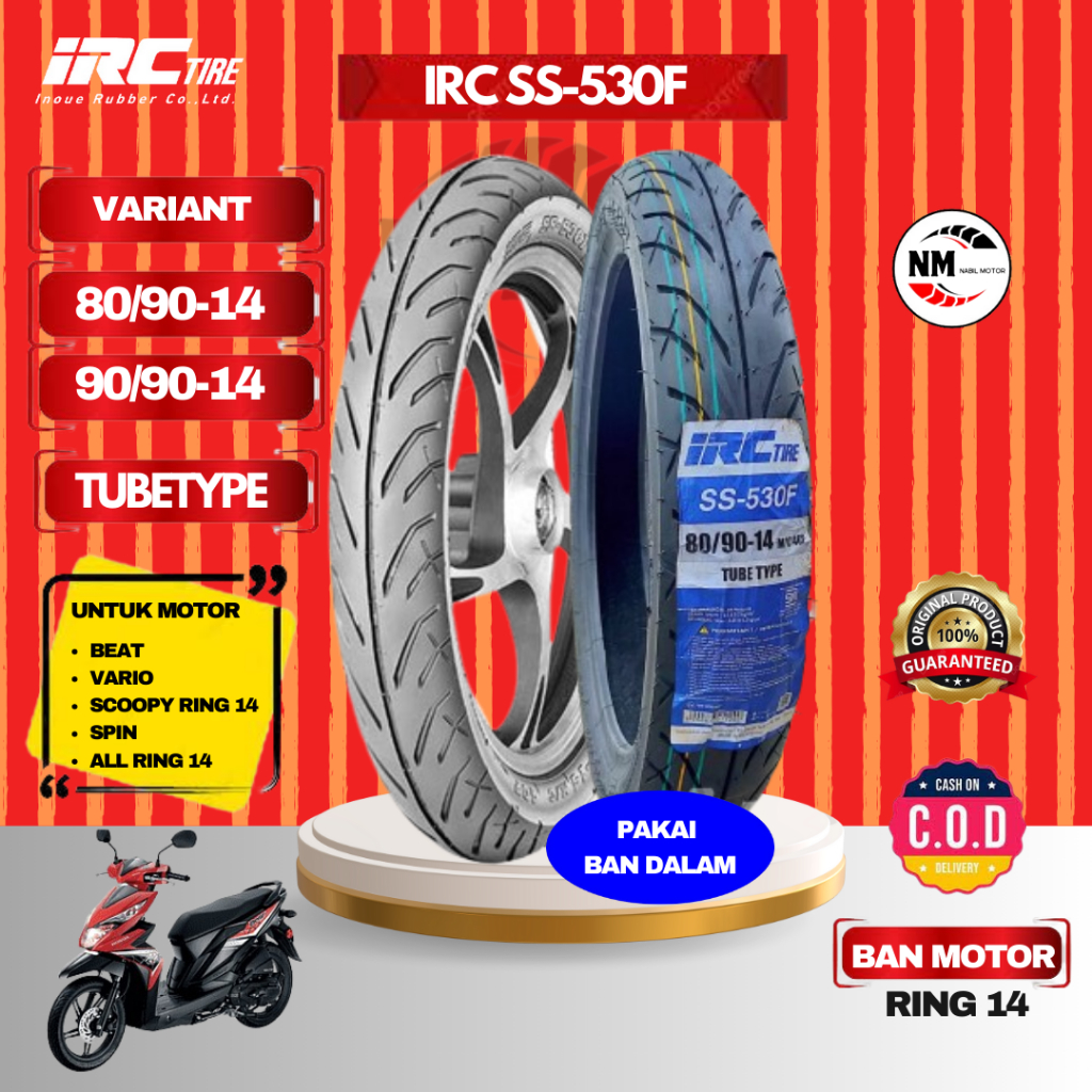 Jual Ban Motor IRC SS 530 80/90-14 Tube Type Ban Motor Ring 14 Untuk ...