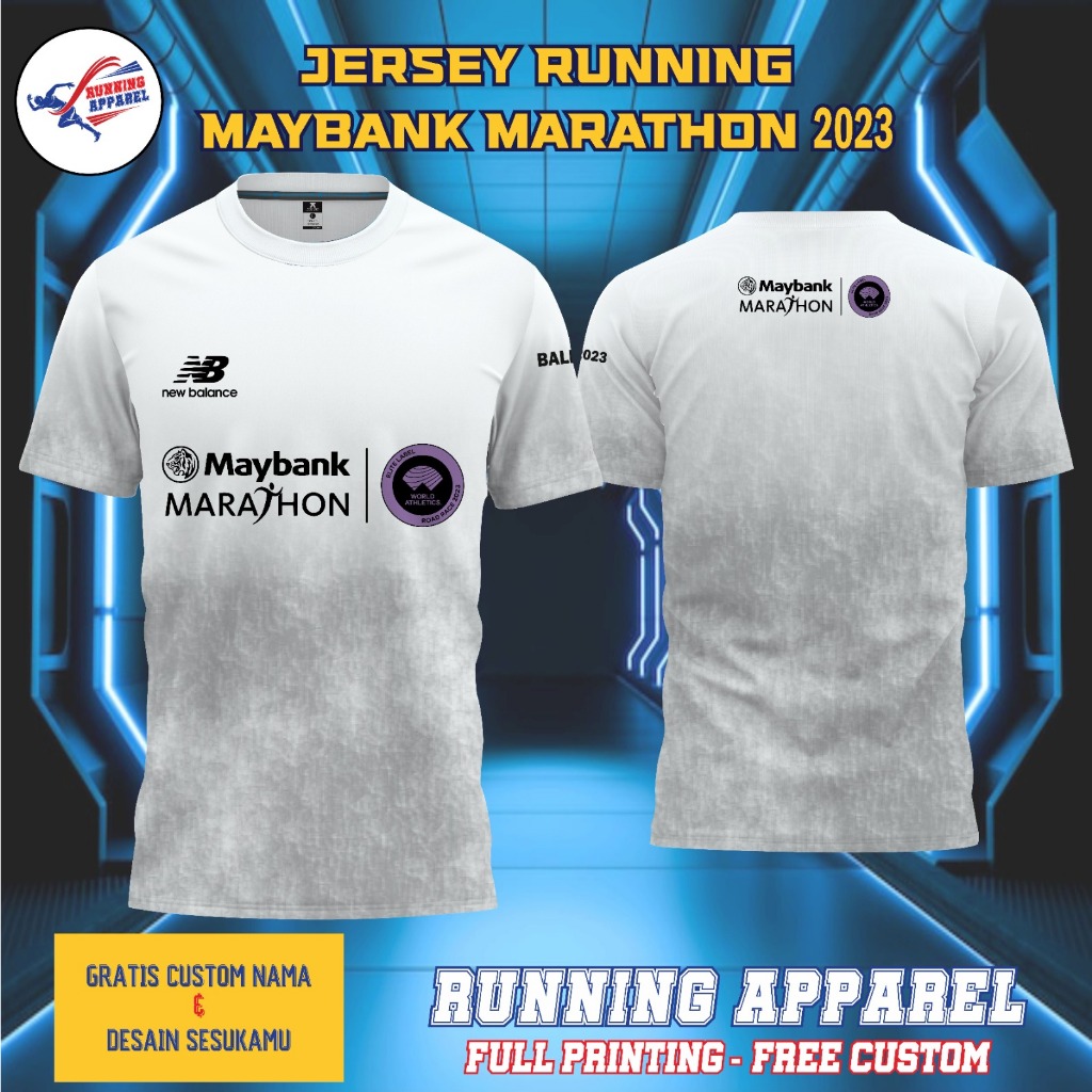 Jual Baju olahraga Lari Jersey Running Pria/Wanita MAYBANK MARATHON 2023 Bahan Dryfit Full ...