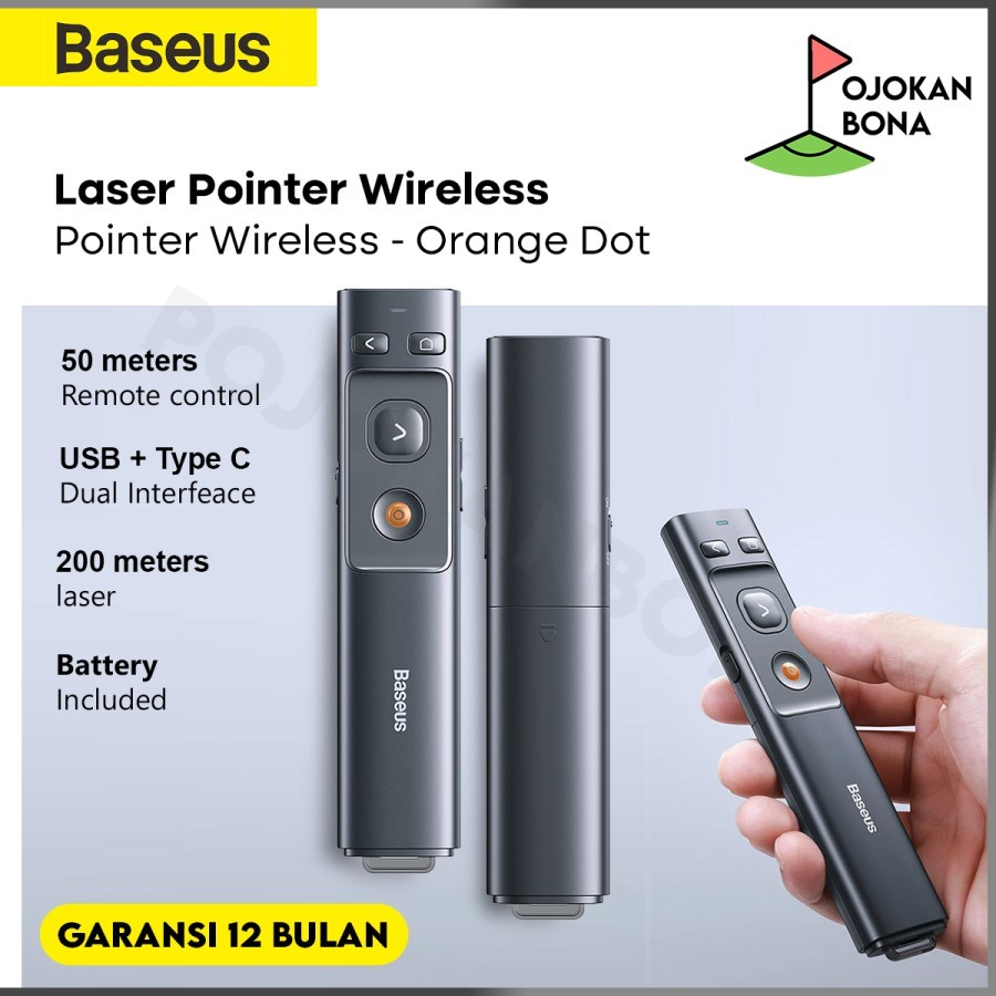 Jual Baseus Laser Pointer Wireless Orange Dot Presenter Type C USB ...