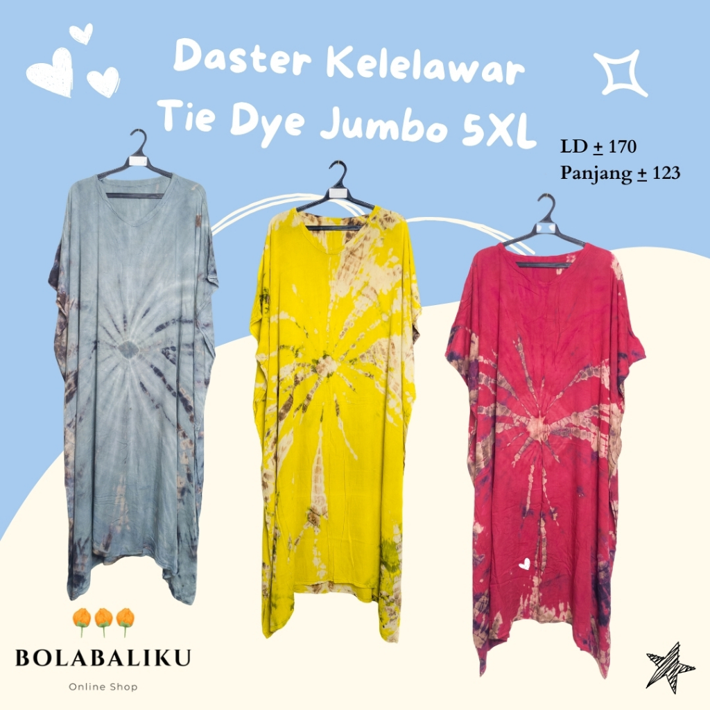 Jual DRESS/DASTER KELELAWAR TIE DYE JUMBO MUAT SAMPAI 5XL (KAFTAN TIE ...