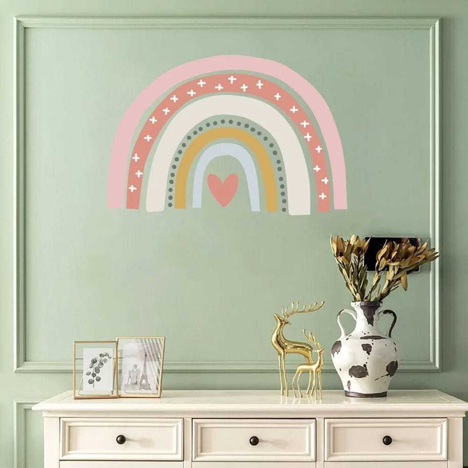 Jual Stiker dinding kamar tidur anak pelangi aesthetic bohemian rainbow ...