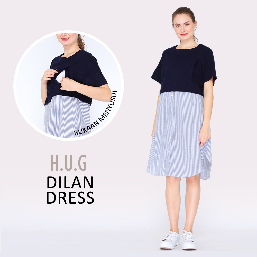 Jual HUG DILAN - Dress Menyusui Kaos Oversize Combed hamil bumil busui ...