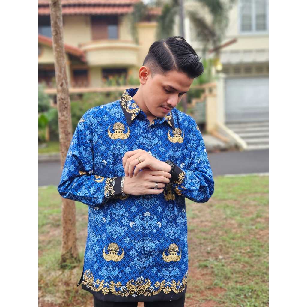 Jual Baju Batik Formal KORPRI Terbaru 2023 Kerah Hitam Bahan Katun 40S Premium Cocok Untuk ASN ...