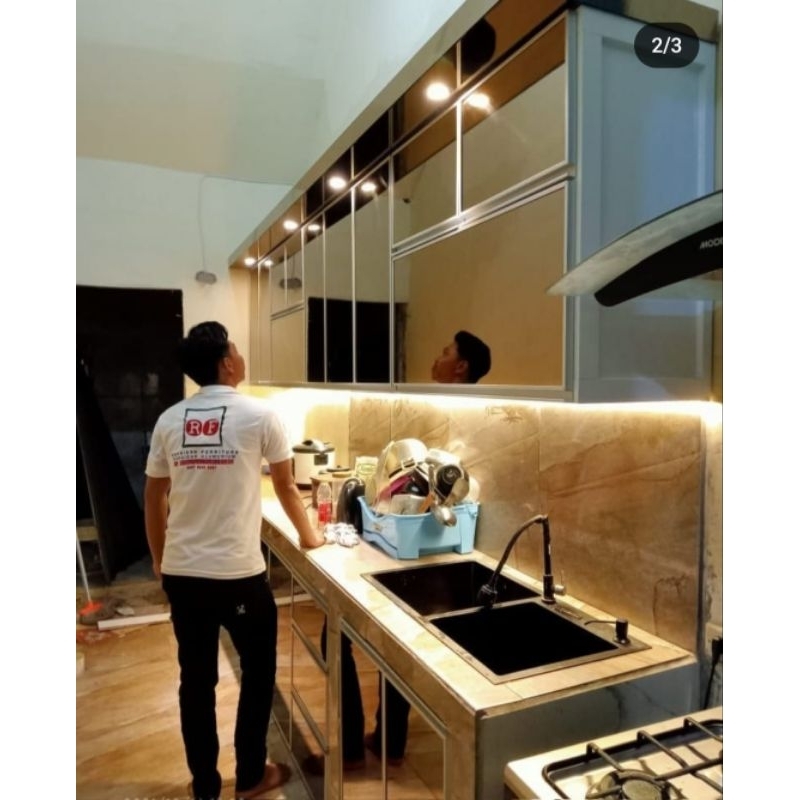 Jual Promo Kitchen Set Minimalis Bahan Alumunium Anti Rayap | Shopee ...