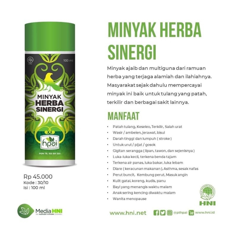 Jual HNI | Minyak Herba Sinergi ( MHS ) | Shopee Indonesia