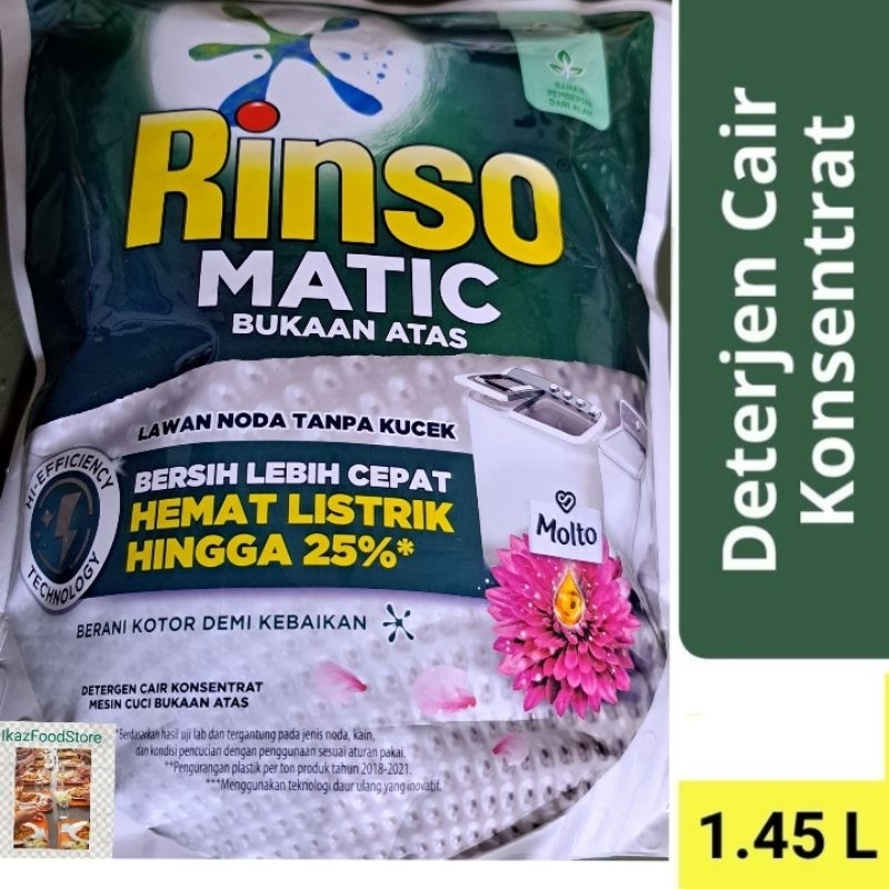 Jual Rinso Matic Deterjen Cair 1.45L anti noda Bukaan Atas Rinso Cair ...