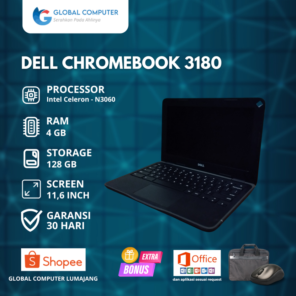 Jual Laptop Dell Chromebook 3180 Intel Celeron RAM 4GB SSD 128GB murah ...