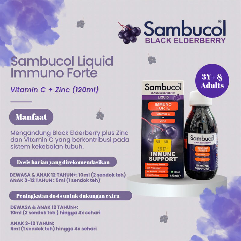 Jual 100% ORIGINAL Sambucol Liquid Immuno Forte 120ml (3Y - Adults ...