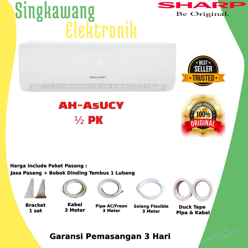 Jual AC SHARP AH-A5 ZCY R32 ½ PK PLUS PASANG | Shopee Indonesia