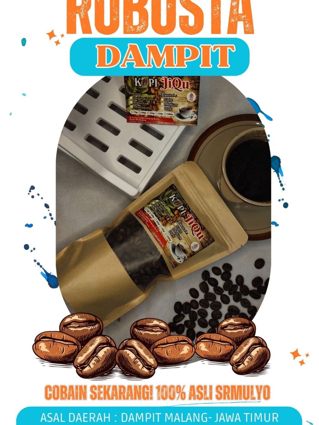 Jual JIQU Robusta Dampit 1kg Roastbean Biji kopi sangrai | Shopee Indonesia