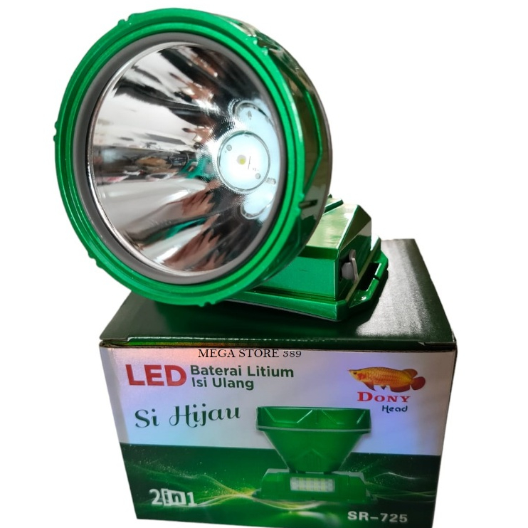 Jual SENTER KEPALA DONY SR-725 SI HIJAU - LED 20W - CAHAYA SUPER TERANG - JARAK JAUH - BISA DI ...