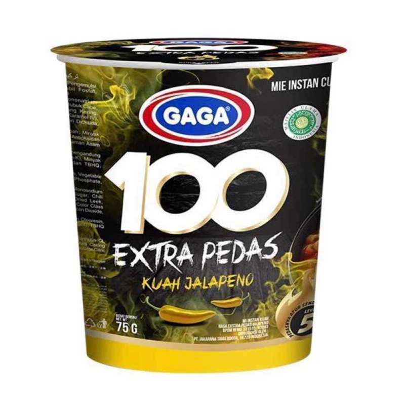 Jual Mie gaga 100 cup extra pedas kuah jalapeno kuah 75GR | Shopee ...